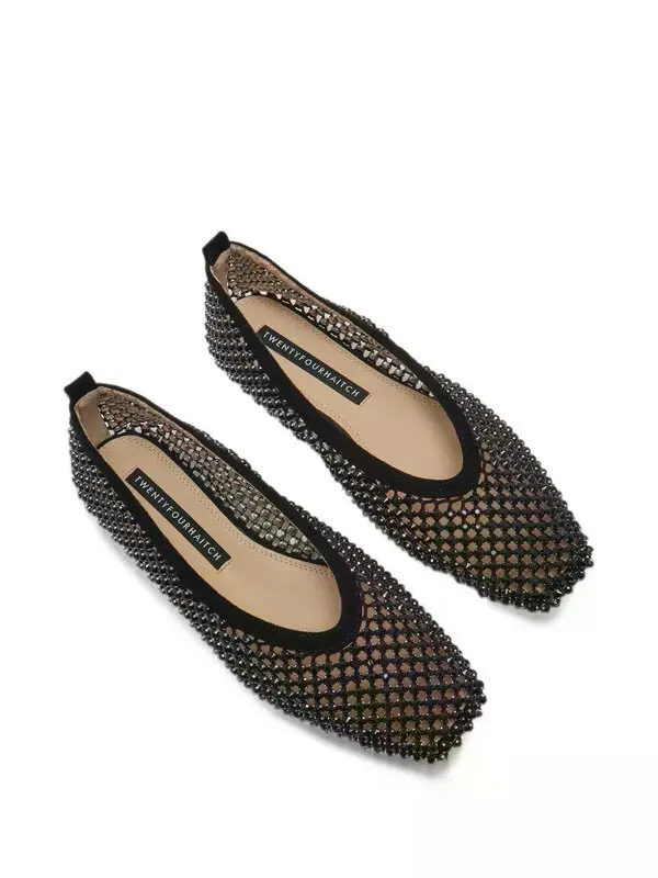 TWENTY FOURHAITCH Zyrel Crystal-embellished Mesh Ballet Flats - Black