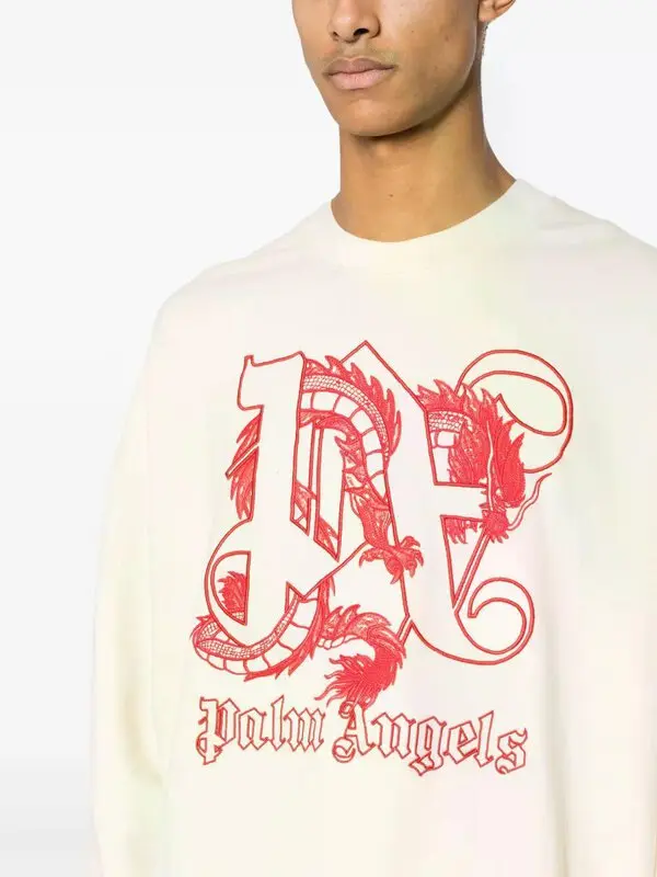 Palm Angels Dragon-monogram Cotton Sweatshirt