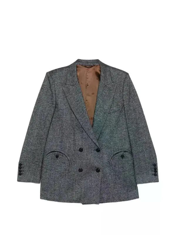 BLAZÉ MILANO Herringbone-pattern Double-breasted Blazer - Grey