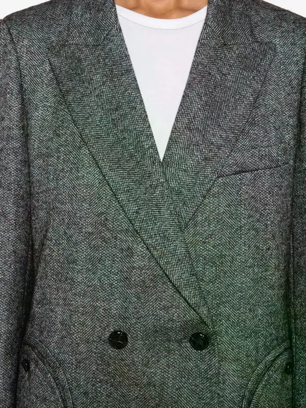 BLAZÉ MILANO Herringbone-pattern Double-breasted Blazer