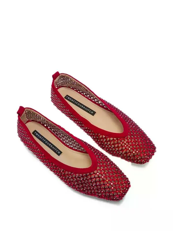 TWENTY FOURHAITCH Crystal-embellished Mesh Ballet Flats
