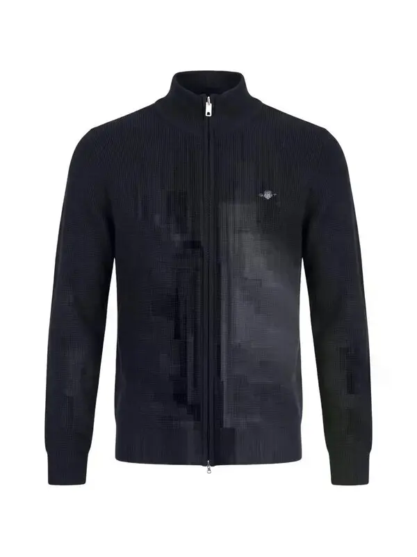Gant Ribbed-knit Zip-up Cardigan