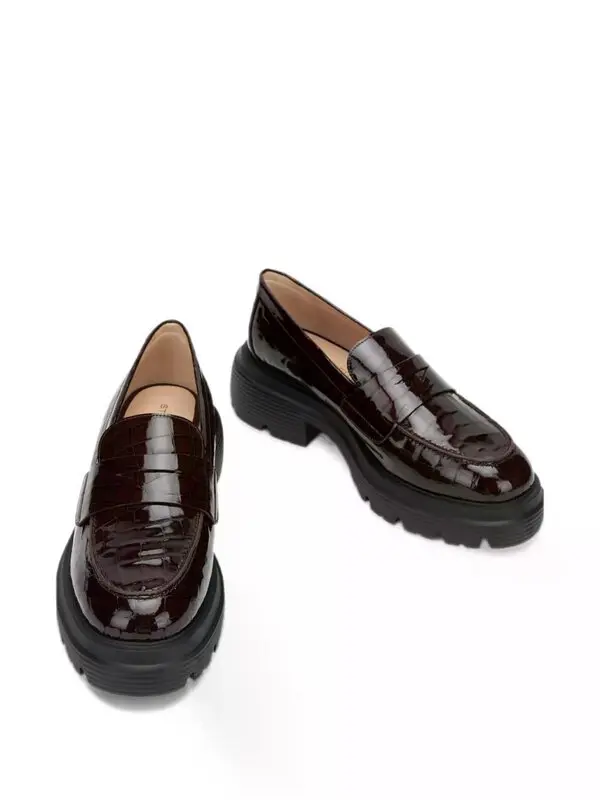STUART WEITZMAN Hudson Lite Crocodile-embossed Leather Loafers - Brown