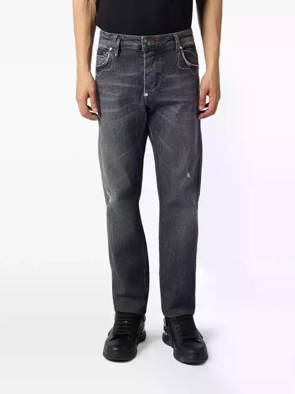 Philipp Plein Straight Cut Contrast-stitch Jeans