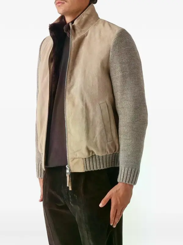 THE JACK LEATHERS Flavio Suede-panelled Knitted Jacket