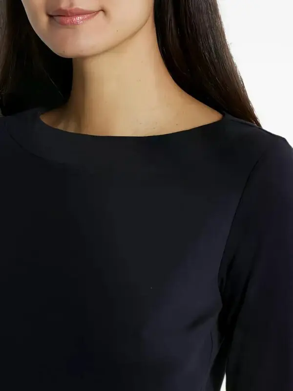 Maison123 Boat-neck Long-sleeve Top - Black