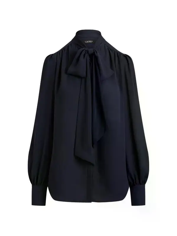 Ralph Lauren Tie-neck Blouson-sleeve Blouse - Blue