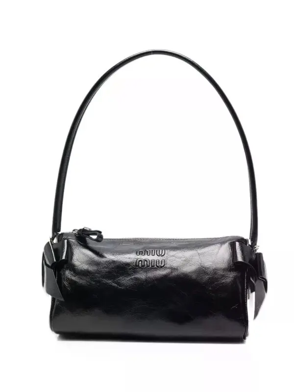 Miu Miu Logo-embossed Leather Tote Bag - Black