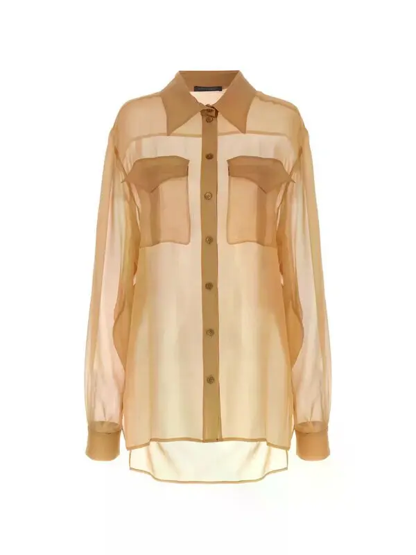 Alberta Ferretti Silk Flap-pocket Blouse - Neutrals