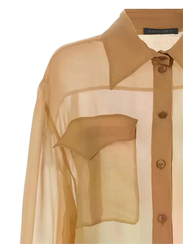 Alberta Ferretti Silk Flap-pocket Blouse