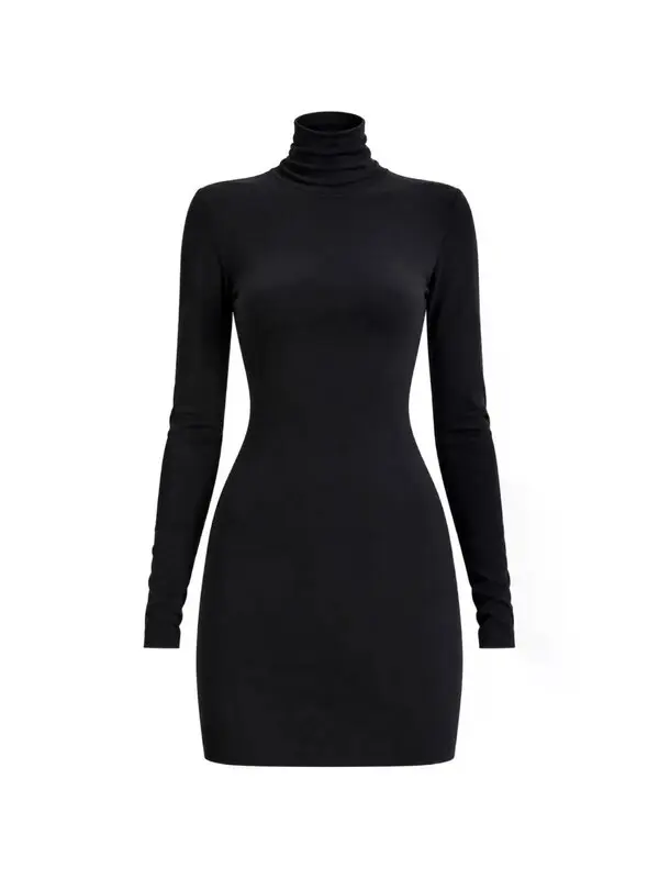 Norma Kamali Roll-neck Long-sleeve Mini Dress - Black