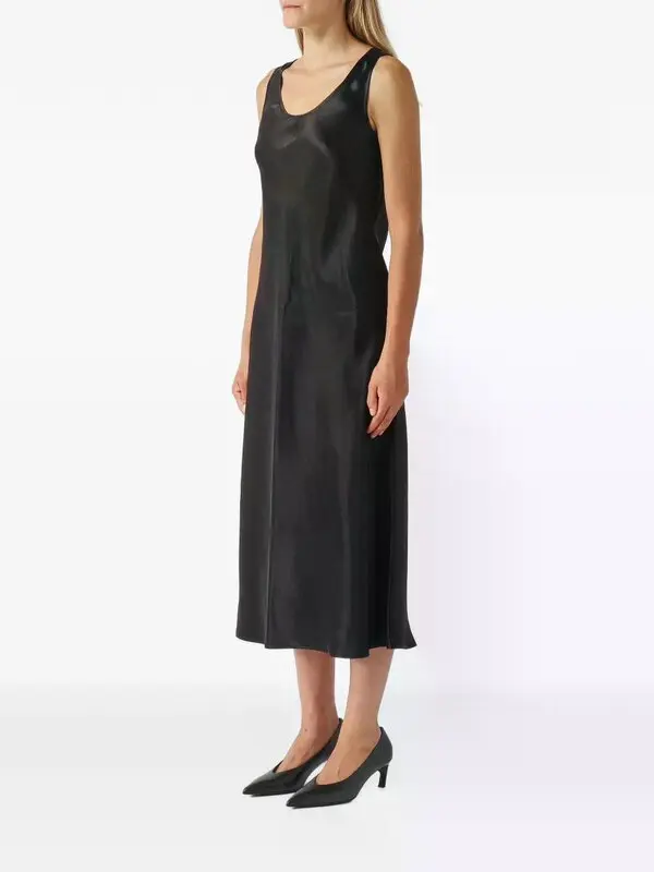 Max Mara Talete Satin Scoop-neck Midi Dress - Black