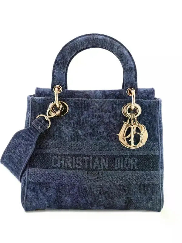 Dior Lady D-lite Bag Printed Denim Medium Tote Bag