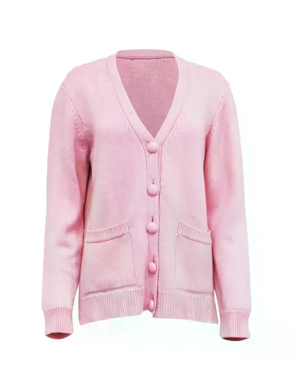 GANNI V-neck Knit Cardigan - Pink