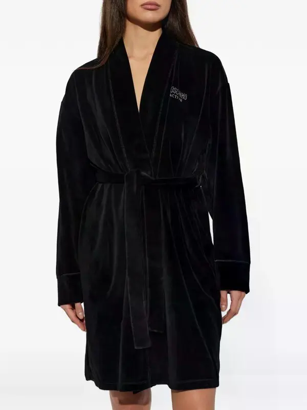 Moschino Active Rhinestone-logo Dressing Gown - Black