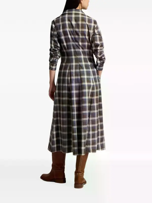 Polo Ralph Lauren Check-pattern Long-sleeve Midi Dress