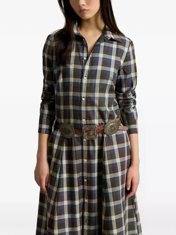 Polo Ralph Lauren Check-pattern Long-sleeve Midi Dress