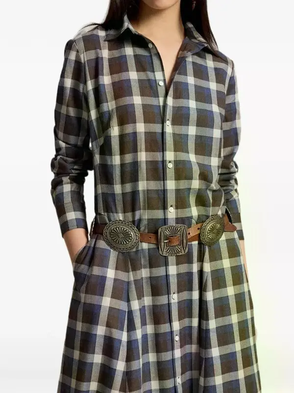 Polo Ralph Lauren Check-pattern Long-sleeve Midi Dress