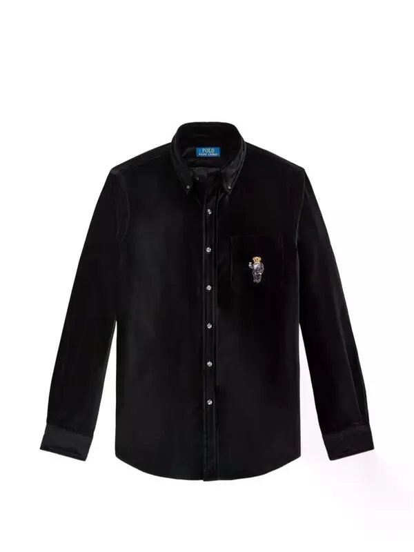 Polo Ralph Lauren Classic Fit Martini Bear Velvet Shirt - Black