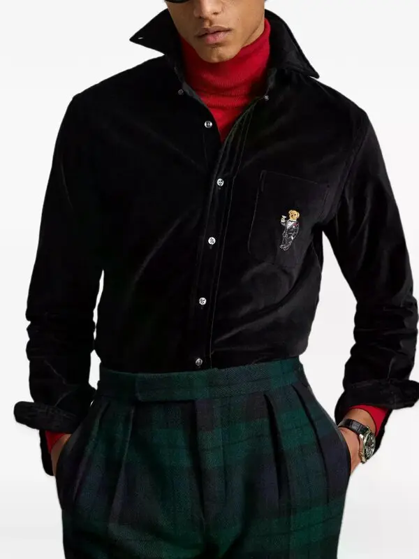 Polo Ralph Lauren Classic Fit Martini Bear Velvet Shirt