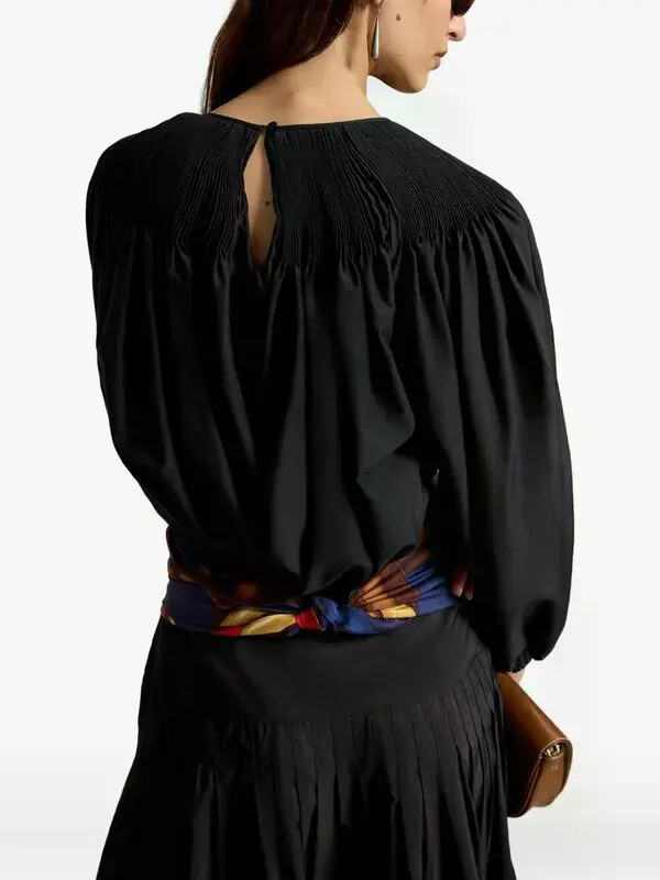 Polo Ralph Lauren Pleated Long-sleeve Blouse