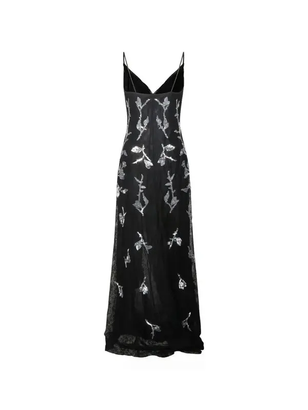 Blumarine Sequin-embellished Lace Maxi Dress - Black