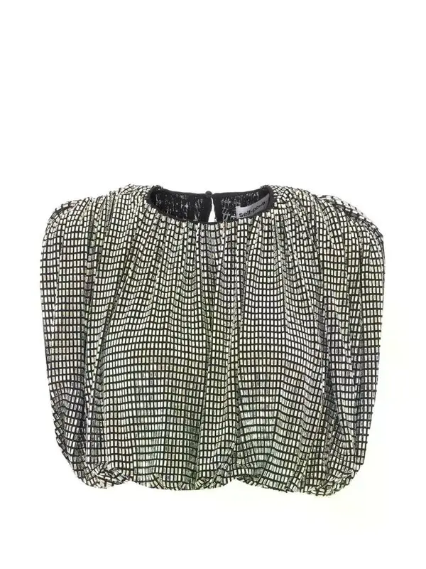 SELF-PORTRAIT Silver Rhinestone Drape Top