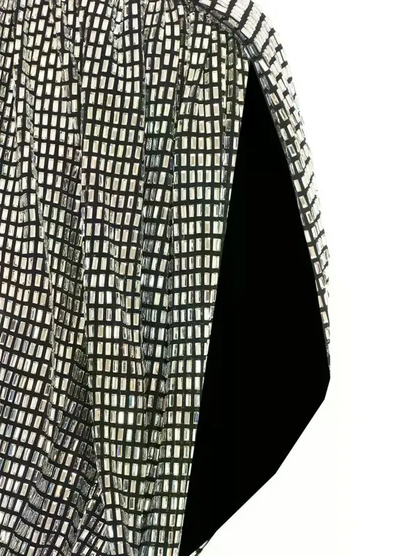 SELF-PORTRAIT Silver Rhinestone Drape Top
