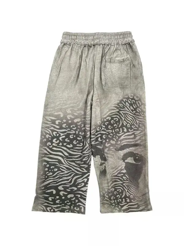 Mixed Emotion Graphic-print Loose-fit Pants - Grey