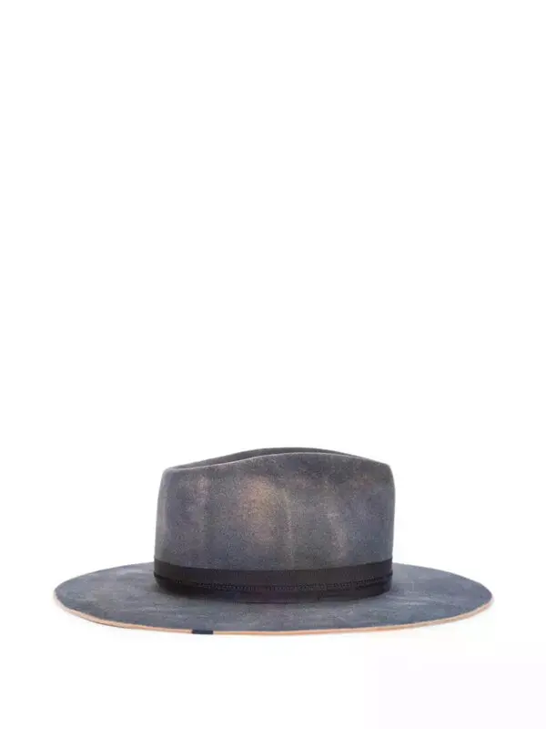 Nick Fouquet Distressed-effect Grosgrain-trim Hat - Blue