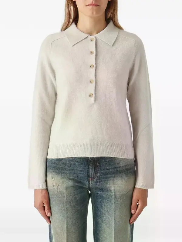 Max Mara Cellula Button-fastening Polo-collar Sweater - Neutrals