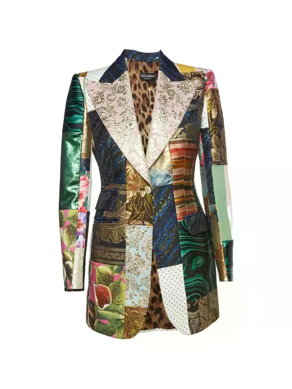 Dolce & Gabbana Jacquard-patchwork Blazer - Blue
