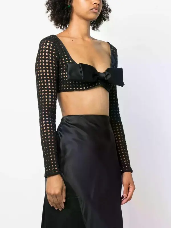 Giambattista Valli Macramé Bow Crop Top