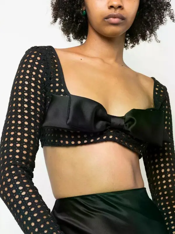 Giambattista Valli Macramé Bow Crop Top