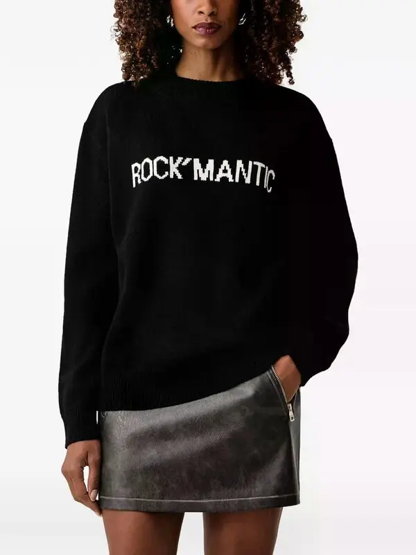 Patrizia Pepe Intarsia-knit Logo-embroidered Sweater - Black