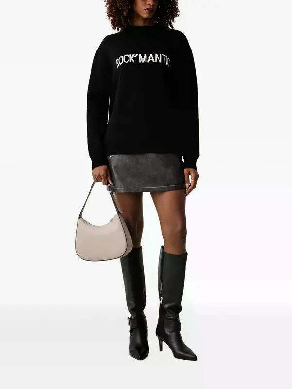 Patrizia Pepe Intarsia-knit Logo-embroidered Sweater