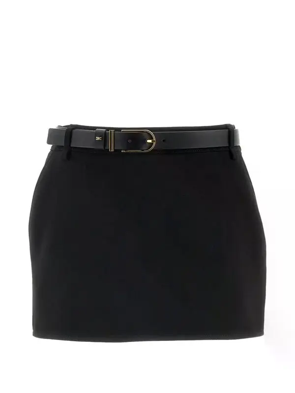 Elisabetta Franchi Double Layer Crêpe Miniskirt With Belt - Black