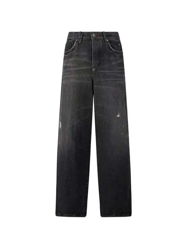 Philipp Plein Contrast-stitching Distressed Jeans