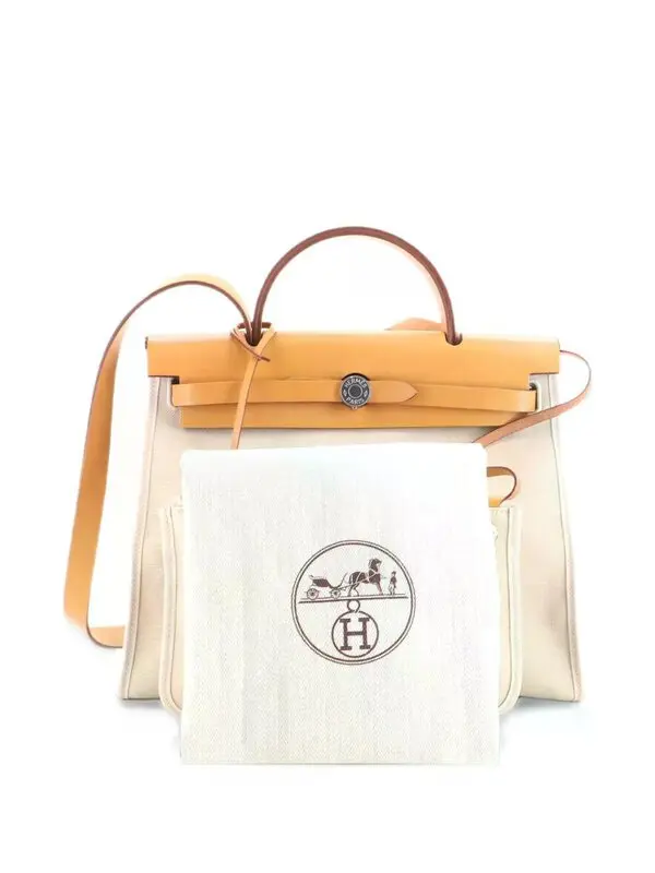 Hermès Herbag Zip Leather And Toile 31 Shoulder Bag