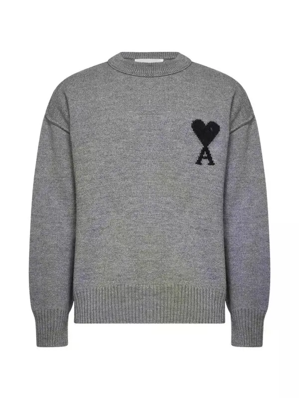 AMI Paris De Cœur Intarsia-knit Sweater - Grey