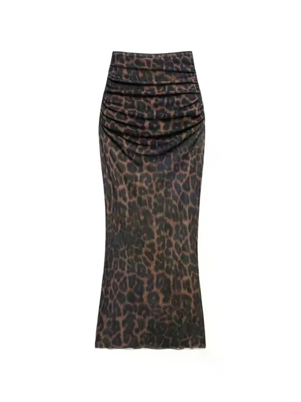 ANIYE BY Judy Leopard-print Draped Midi Skirt