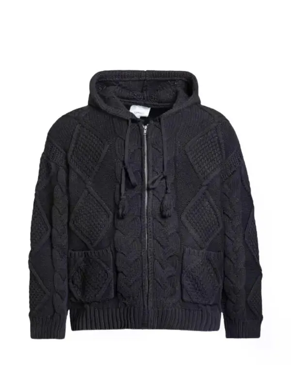 FOUND Zip-up Cable-knit Hoodie