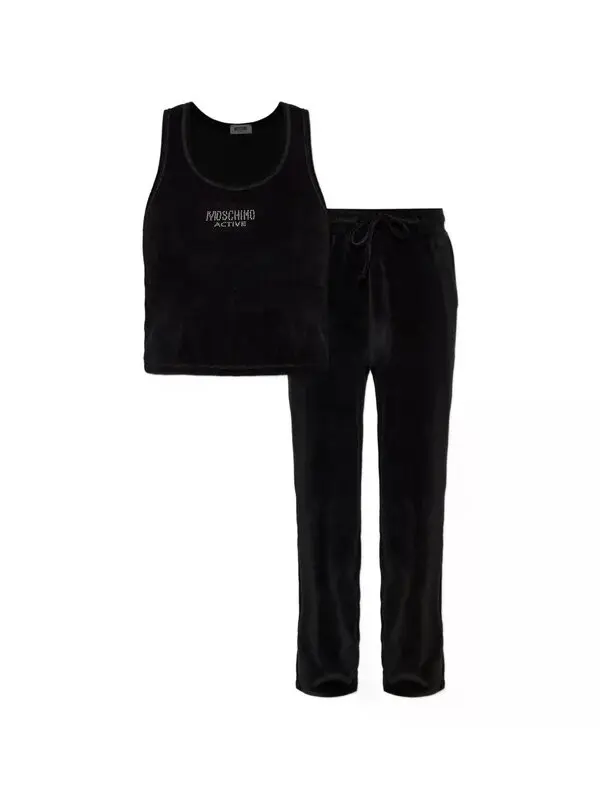 Moschino Active Rhinestone-logo Pajamas - Black