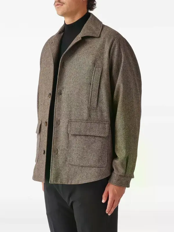 TINTORIA MATTEI 954 Herringbone-pattern Patch-pocket Shirt Jacket