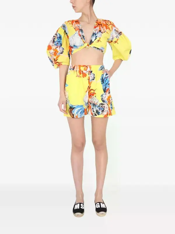 MSGM Printed Elasticated-waist Shorts