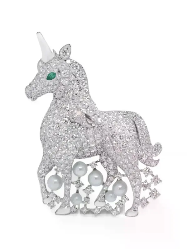 ASHNA MEHTA Diamond Unicorn Bag Charm - Silver