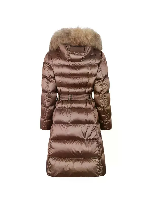 Moncler Belted Fur-trim Coat