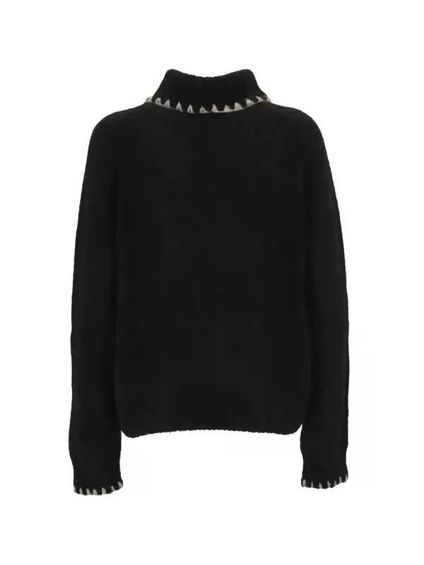 OLIVER LATTUGHI Blanket-stitched High-neck Sweater - Black