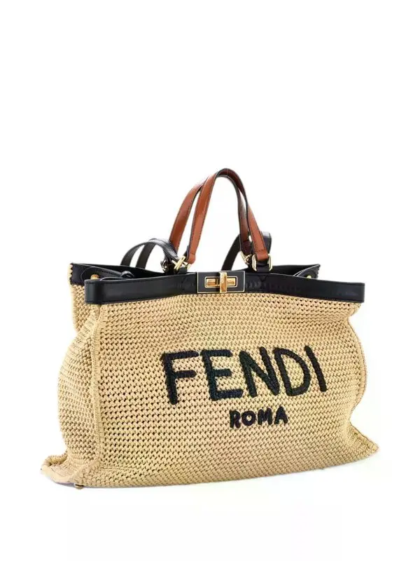 Fendi Peekaboo X- Raffia Medium Tote Bag