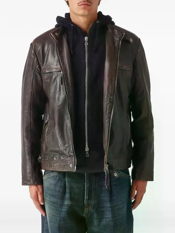 THE JACK LEATHERS Moreno Distressed-effect Leather Jacket